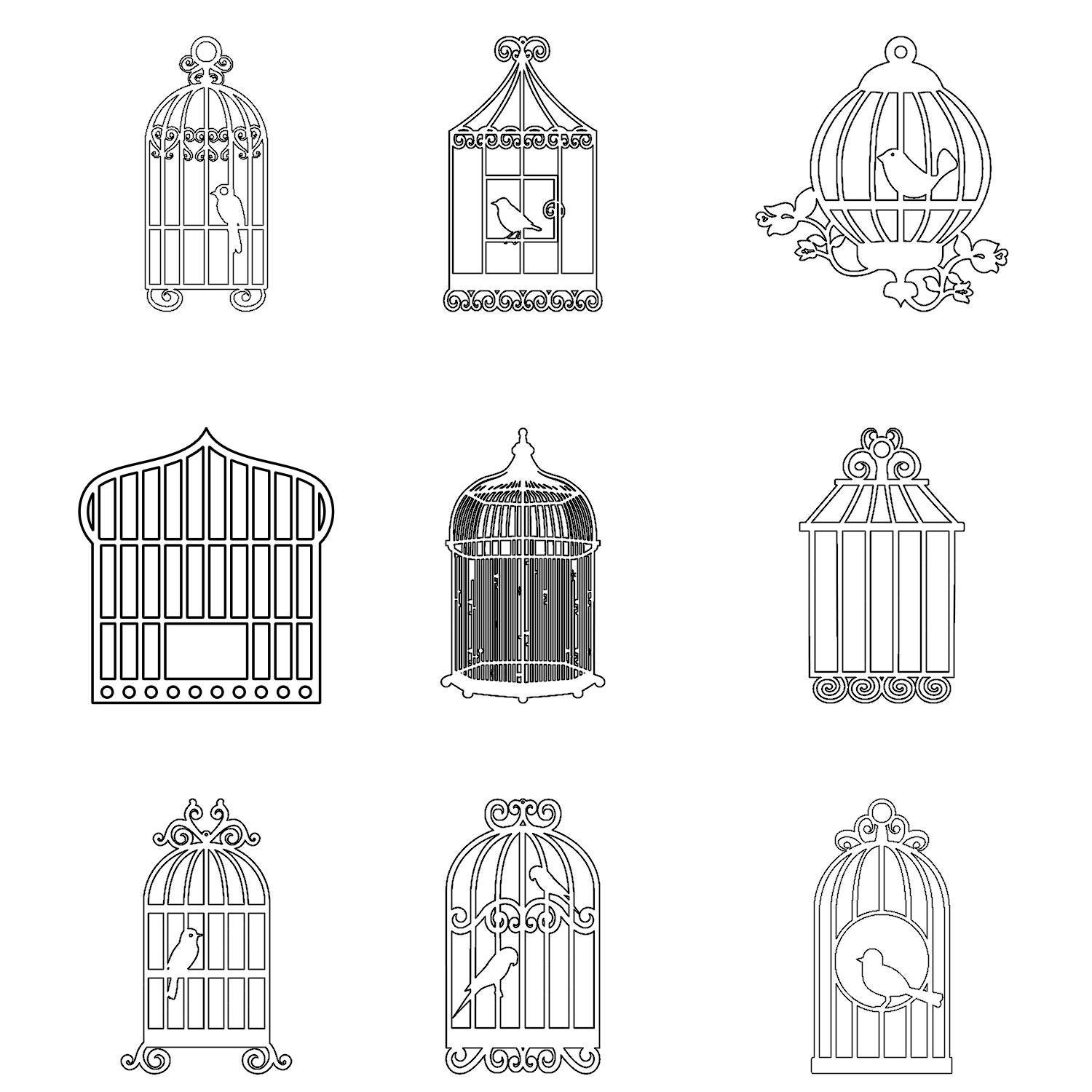 48 Bird Cage SVG Dxf Silhouette Bundle, Cages Svg Cut File, Bird Cage ...