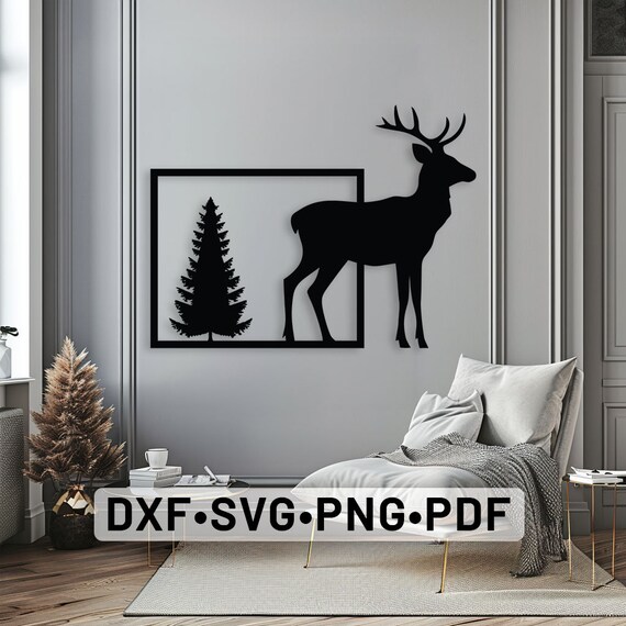 Deer Plasma Art Solar Backlit Stag Deer Silhouette Wall Art Outdoor