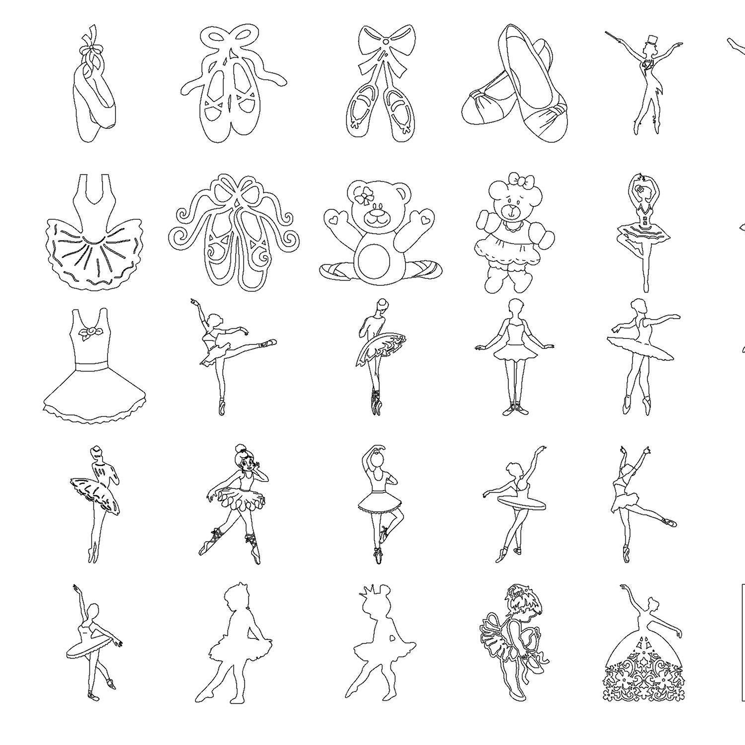 Ballerina Svg Laser Cut Dxf Bundle, Ballerina Dancer Svg, Ballet Svg ...