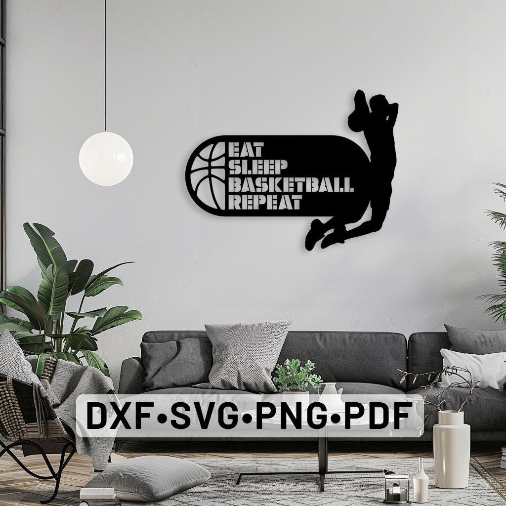Basketball Svg Laser Cut Files Dxf, Basketball Wall Art Laser Cut Wall ...
