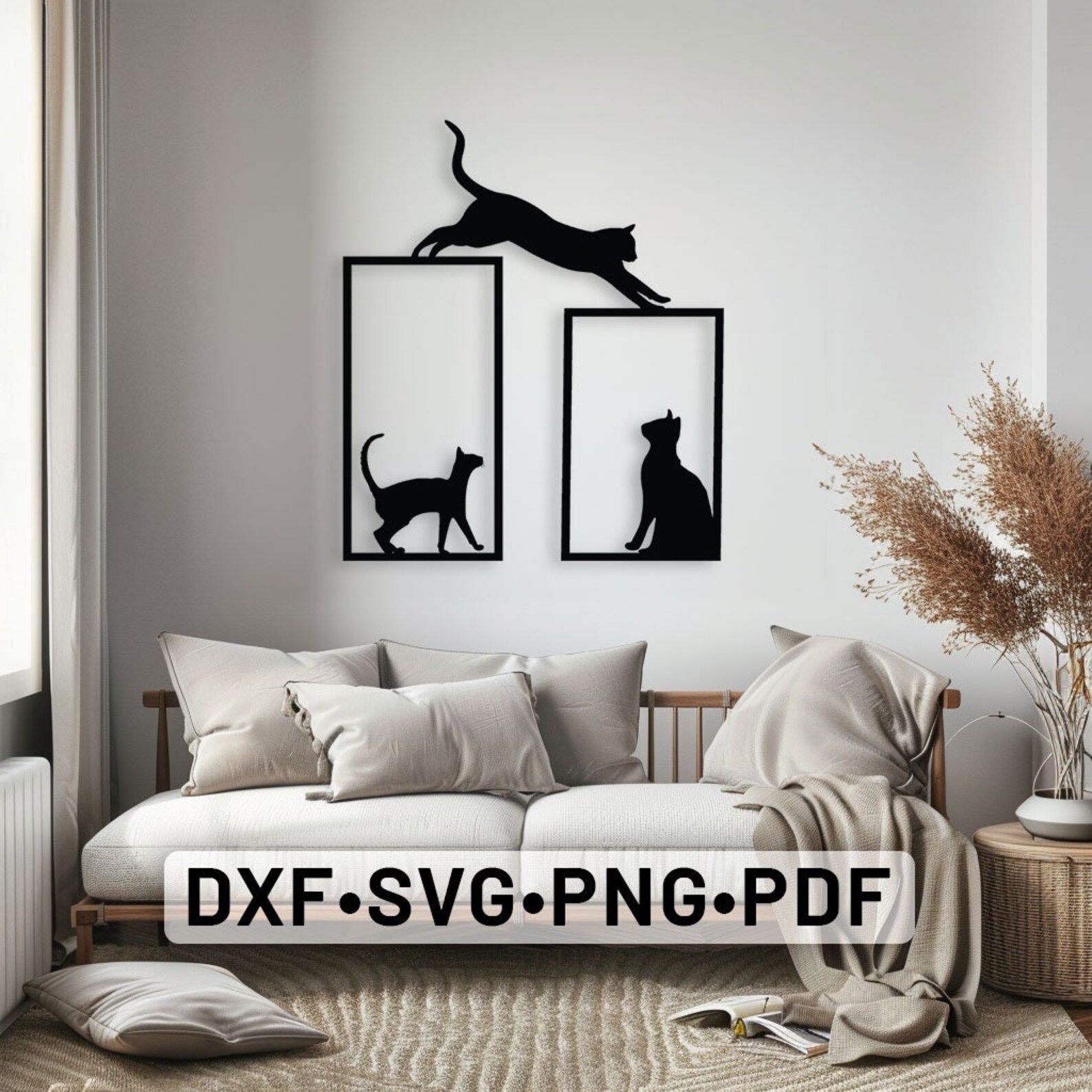 Cat Laser Cut Vector Files, Cat Dxf, Cat Silhouette, Cat Svg Home Decor ...