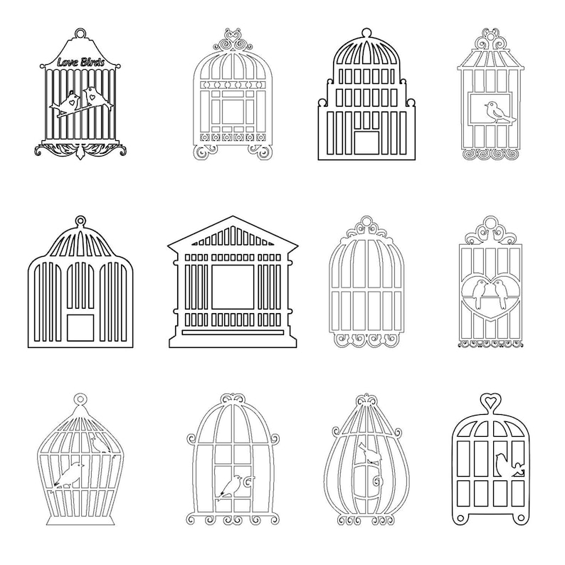 48 Bird Cage SVG DXF Silhouette Bundle, Cricut Cut Files - Etsy
