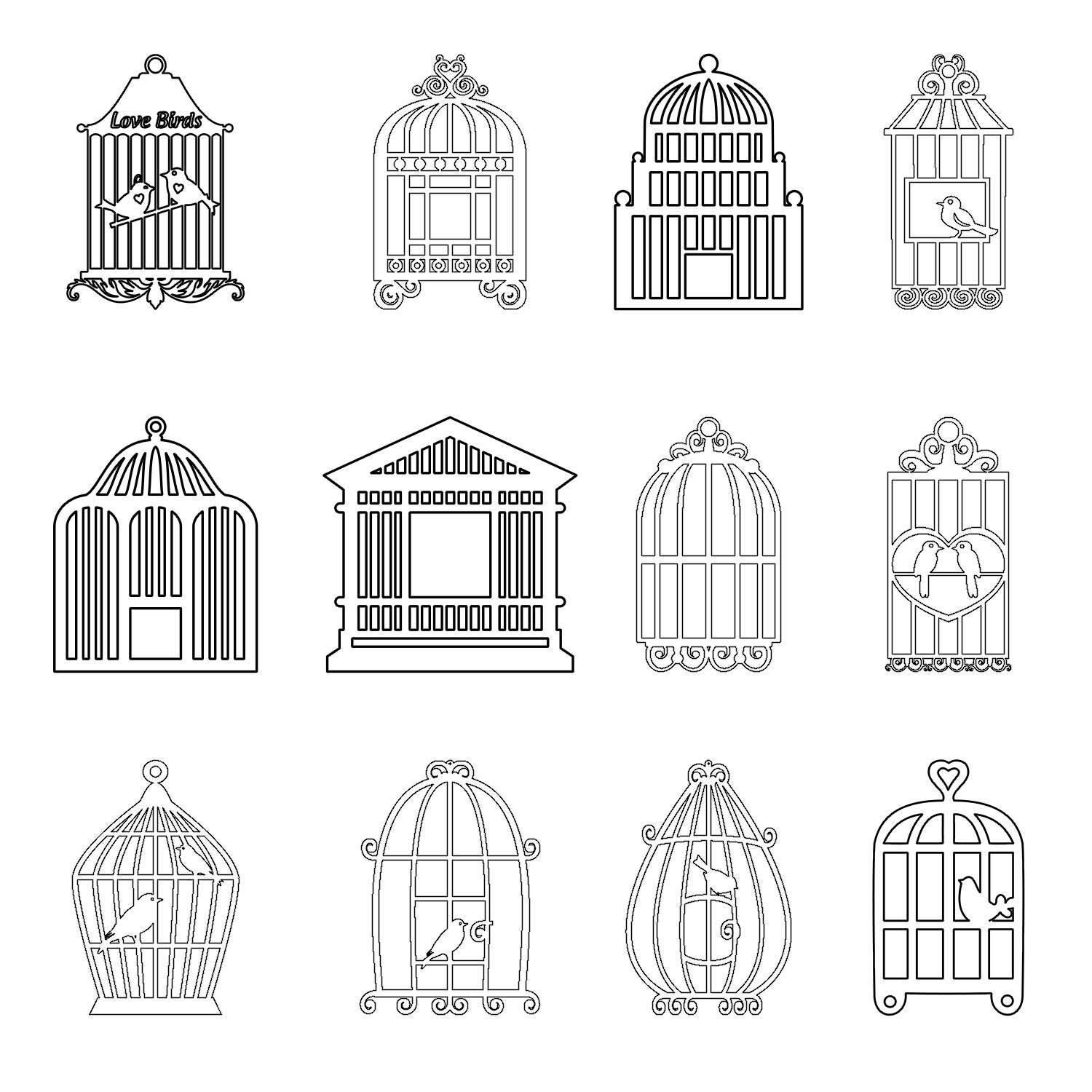 48 Bird Cage SVG Dxf Silhouette Bundle, Cages Svg Cut File, Bird Cage ...