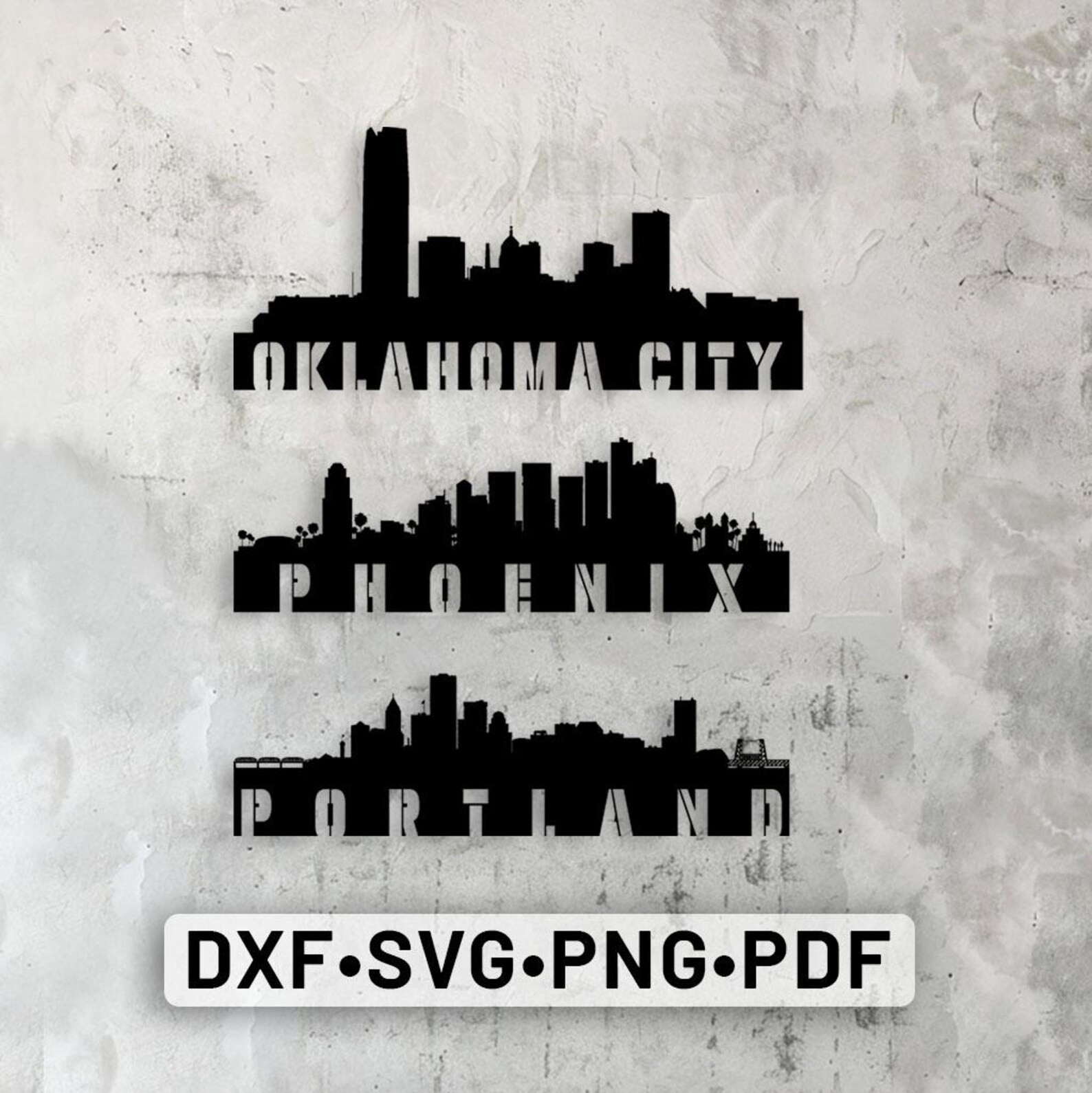 City Skyline Silhouette Wall Art Dxf Svg, Oklahoma City Dxf Phoenix Dxf ...