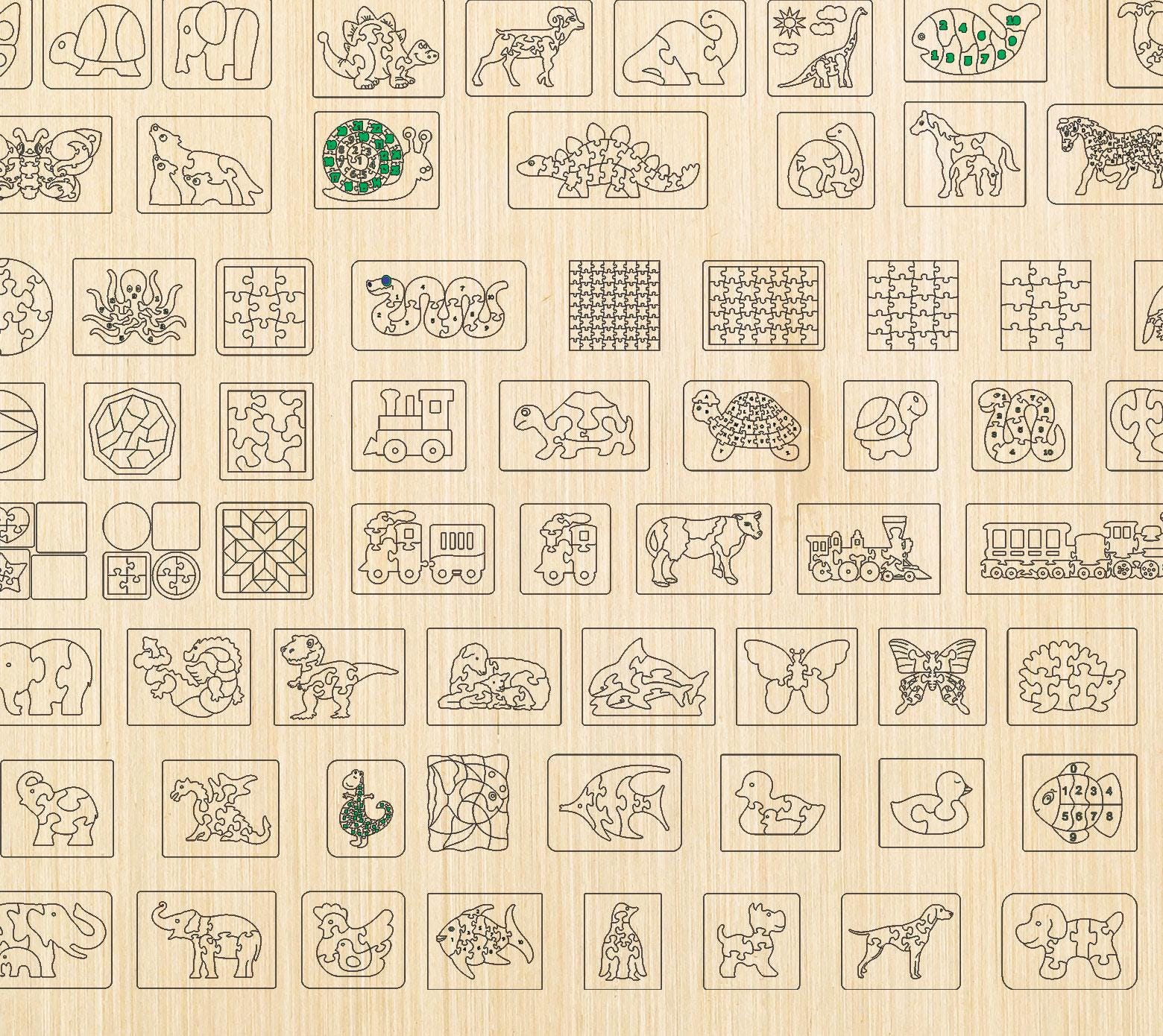 110 Children Puzzle Animals Laser Cut Bunlde, Dxf Cnc Cdr Puzzle, Toys ...