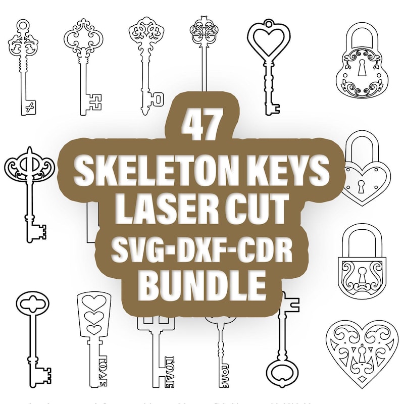 Skeleton Key Clipart - Etsy