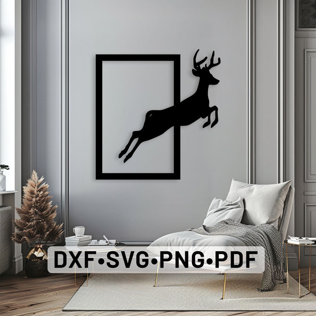 Metal Deer Wall Art, Wall Hangings, Plasma Cut File, Wall Art Dxf, Home ...