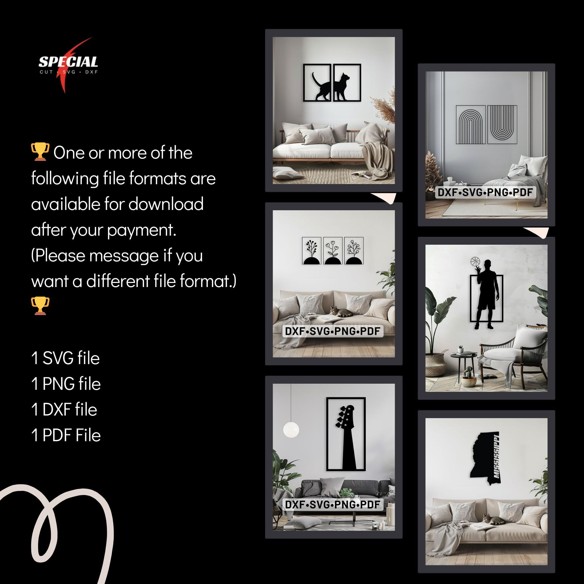 Botanical Leaf Wall Art DXF Leaf SVG, Leaves Silhouette Svg, Leaf Dxf ...