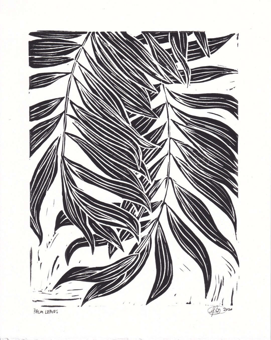 Palm Leaves Block Print 8 X 10 - Etsy