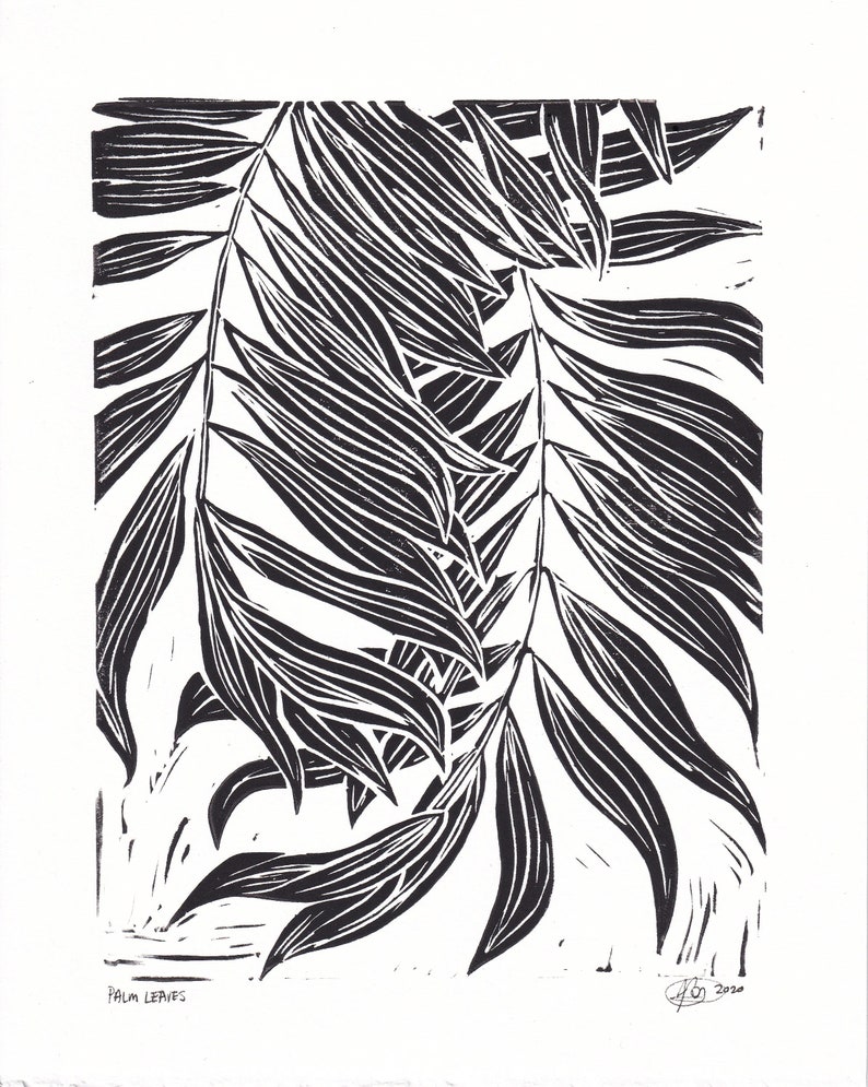 Palm Leaves Block Print 8 X 10 - Etsy