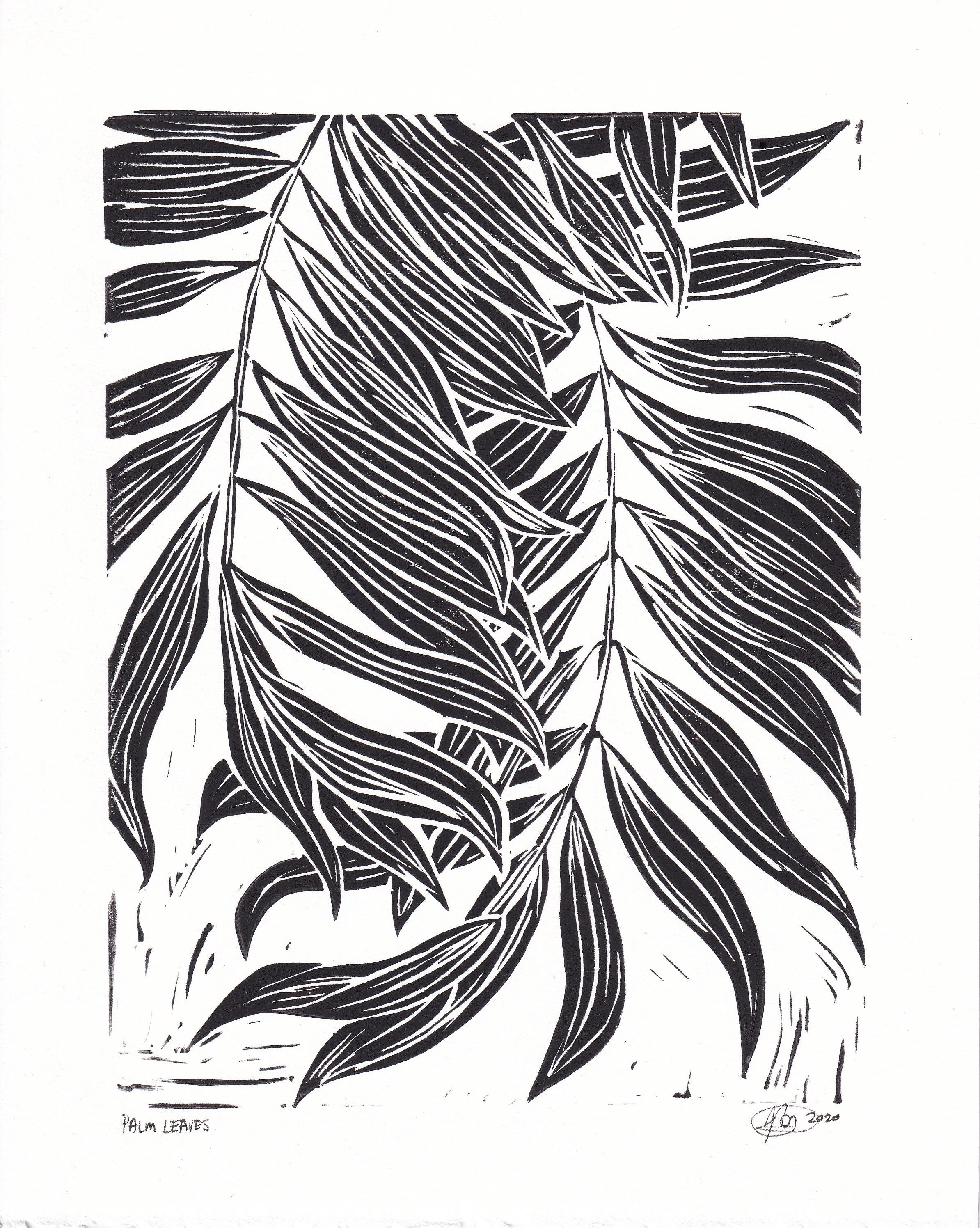 Palm Leaves Block Print 8 X 10 - Etsy
