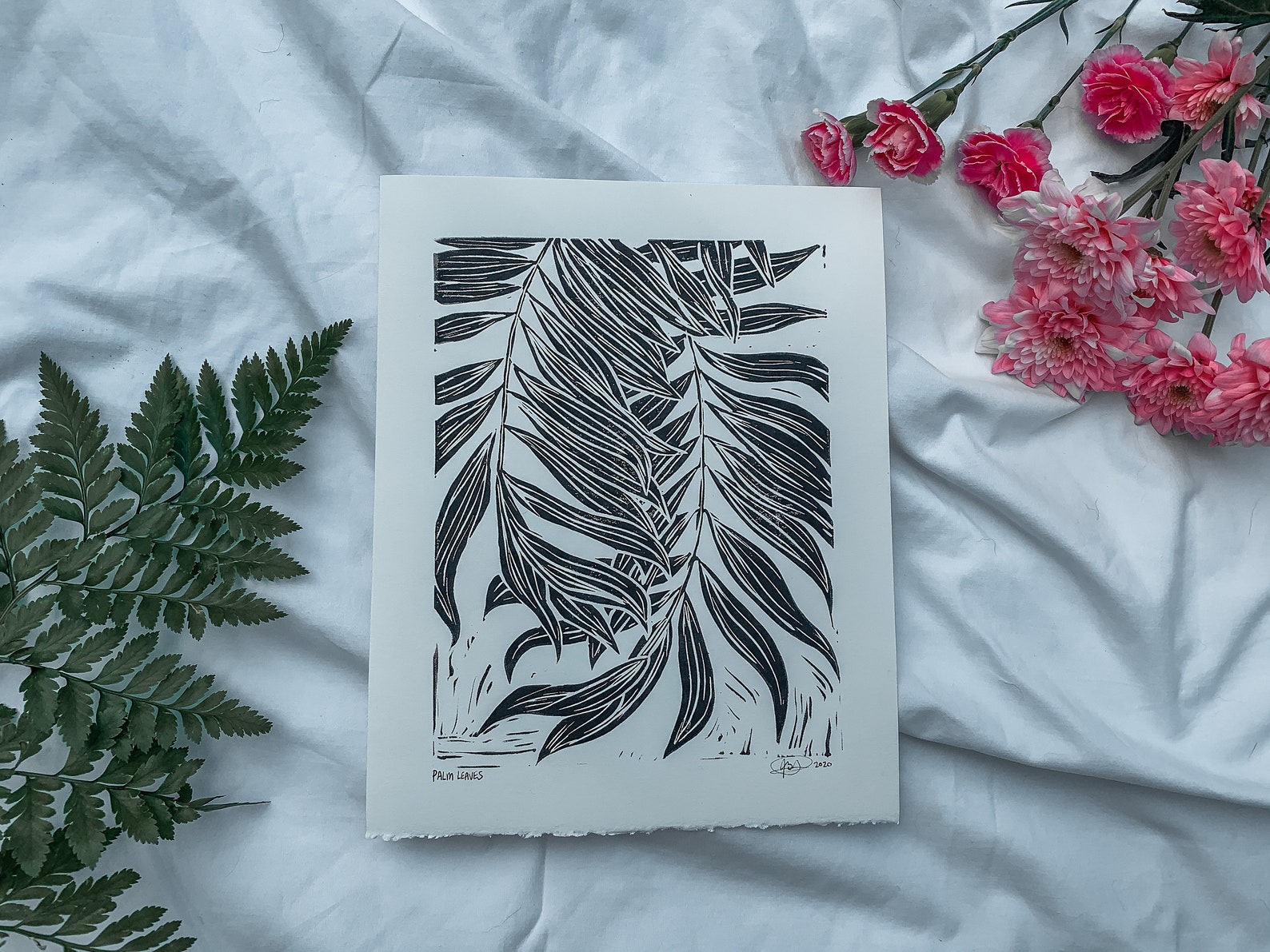 Palm Leaves Block Print 8 X 10 - Etsy