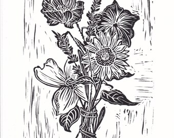 Palm Leaves Block Print 8 X 10 - Etsy