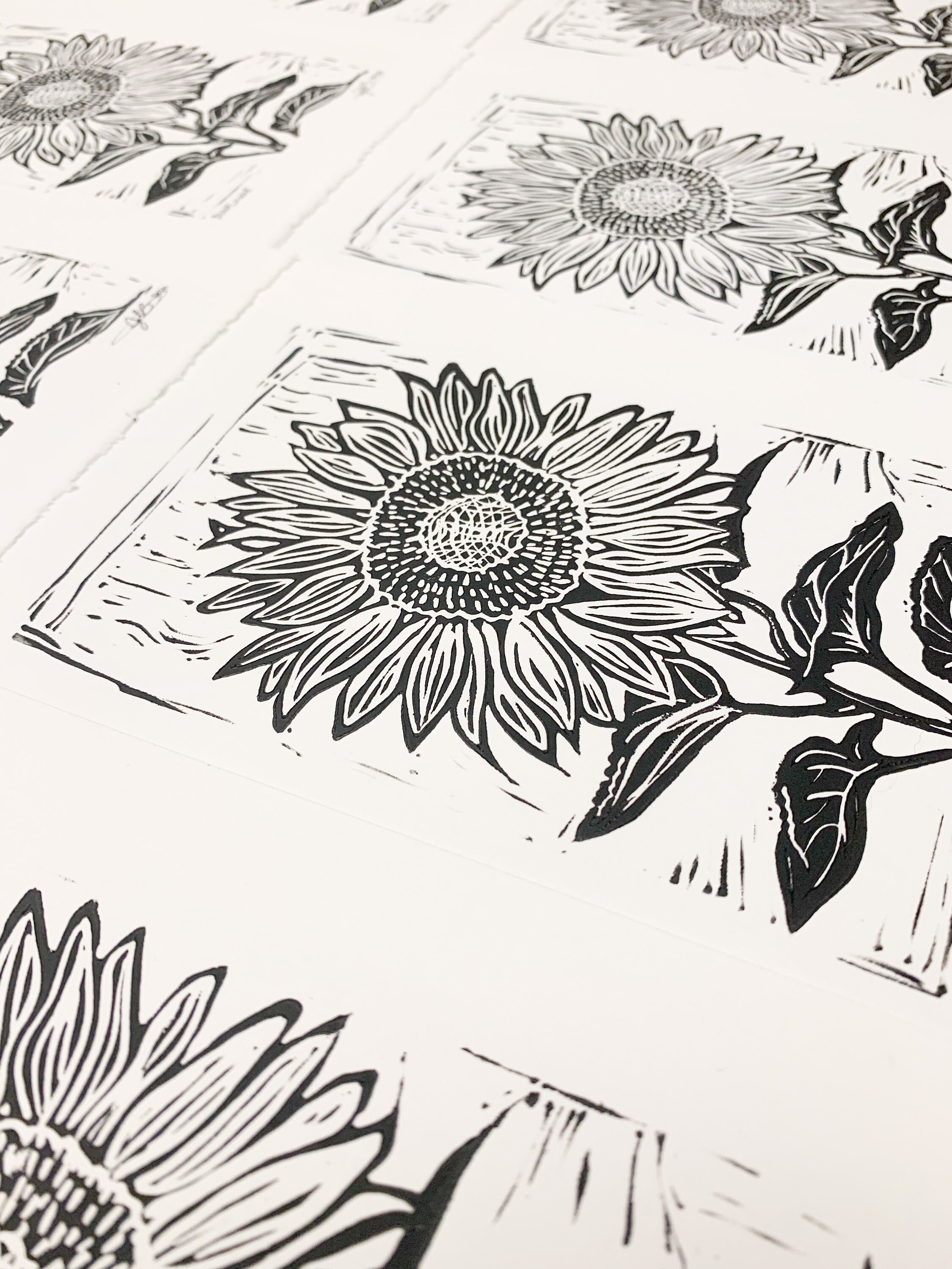 Sunflower single 6x8in Block Print - Etsy Canada