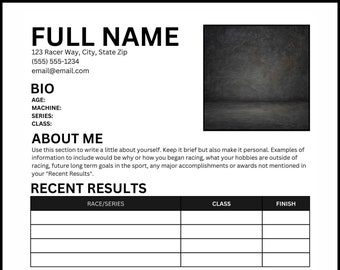 Edgy Offroad Racing Resume Template - Etsy