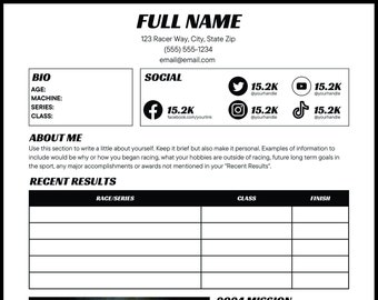 Edgy Offroad Racing Resume Template - Etsy