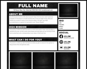 Simple Offroad Racing Resume Template - Etsy