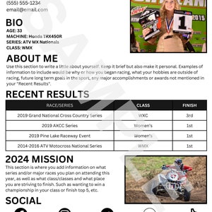 Simple Offroad Racing Resume Template - Etsy