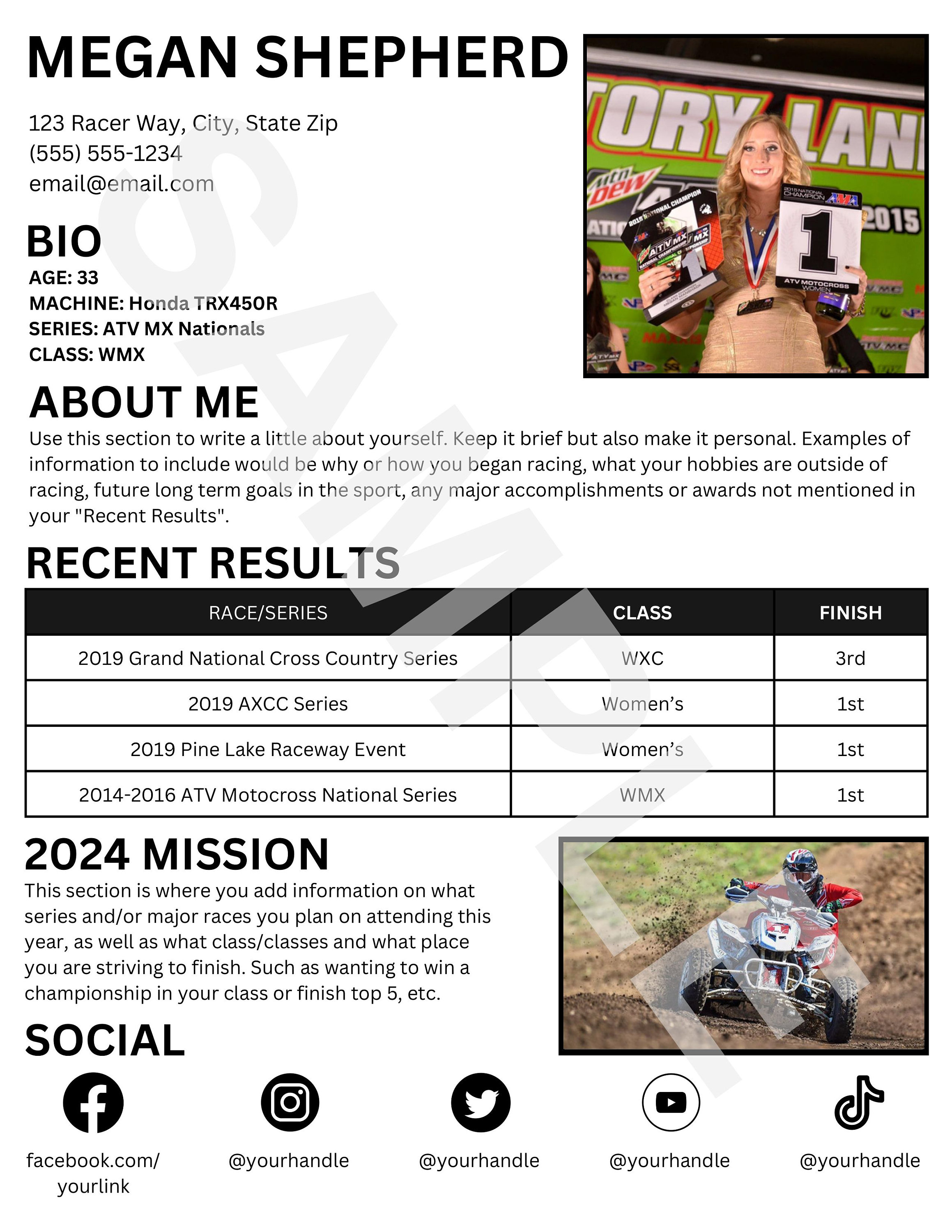 Simple Offroad Racing Resume Template - Etsy