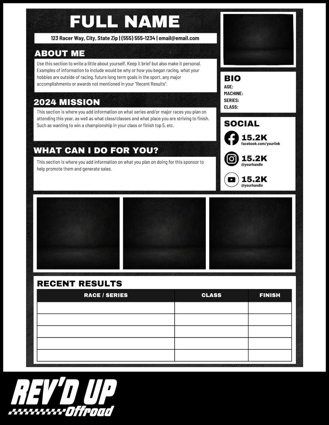 Edgy Offroad Racing Resume Template - Etsy