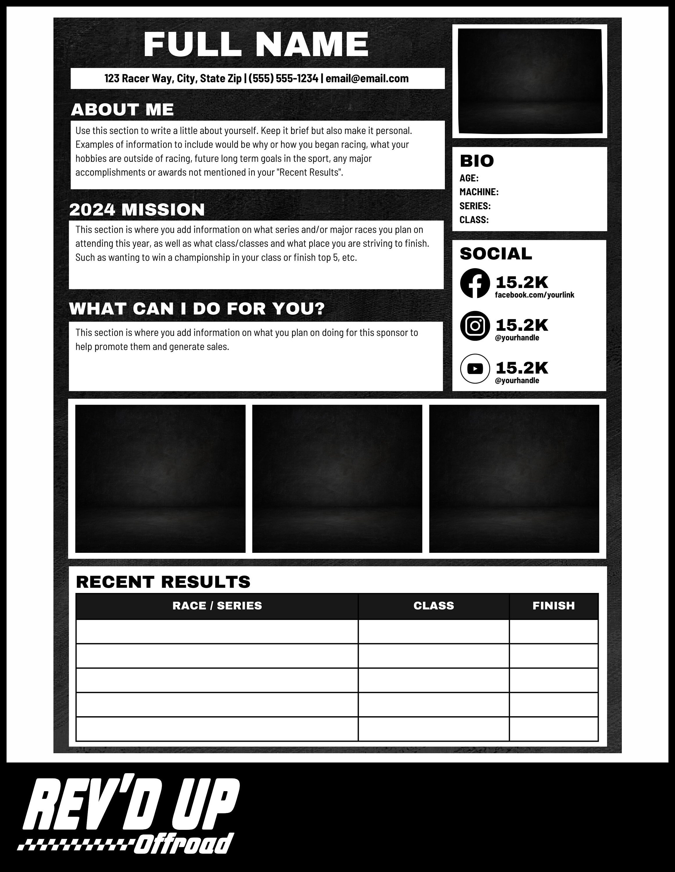 Edgy Offroad Racing Resume Template - Etsy