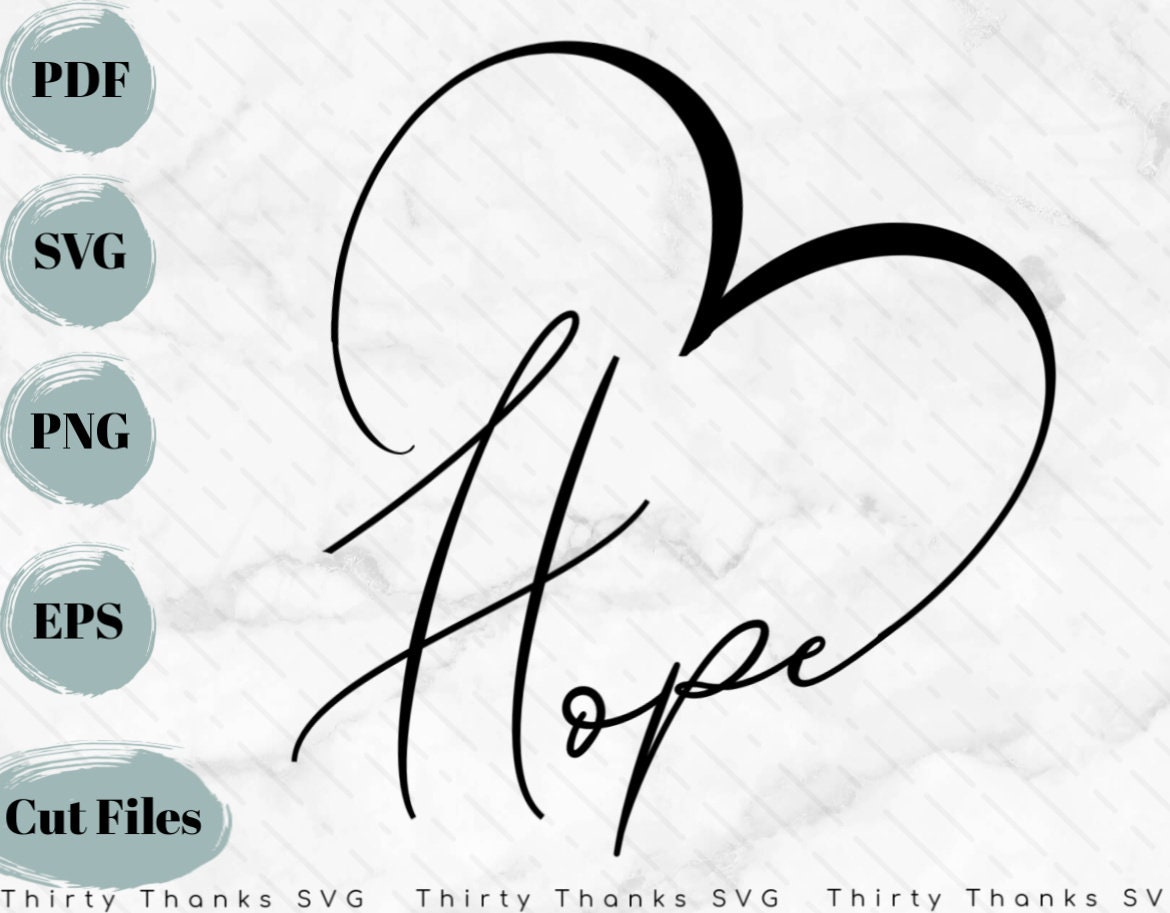 Hope Heart SVG Hope SVG Cursive Hope SVG Digital Graphic | Etsy
