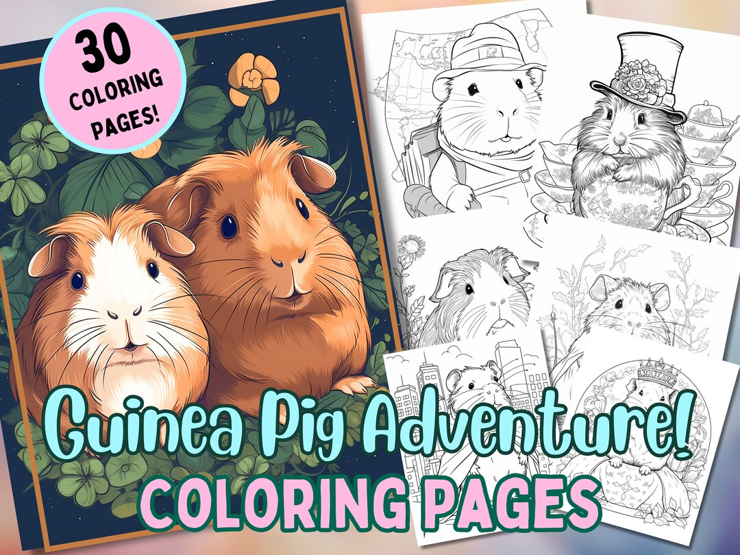 Guinea Pigs Adventure Coloring Pages, 30 Pages, for Kids and Adults ...