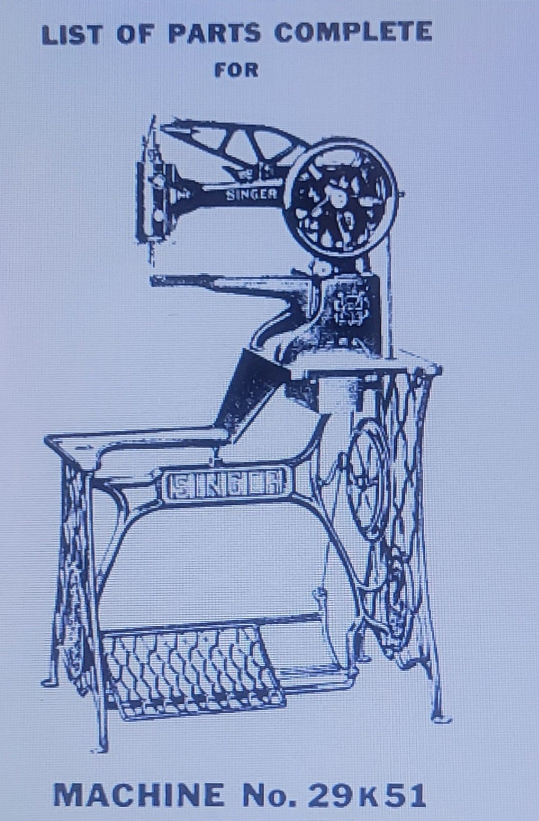 Singer Manual List of Parts Model 29K 51 Pages 21 to Download - Etsy