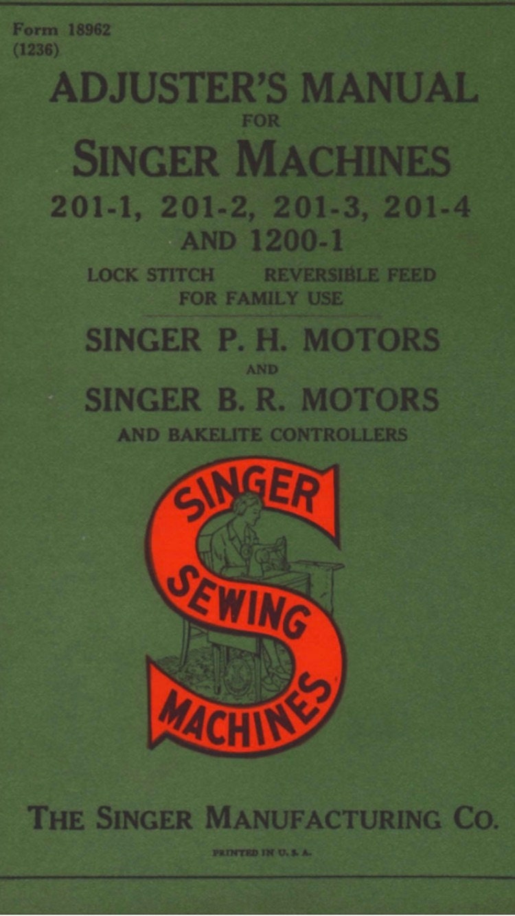 Singer Sewing Machine 201 Adjusters Manual - Vintage - PDF Download ...