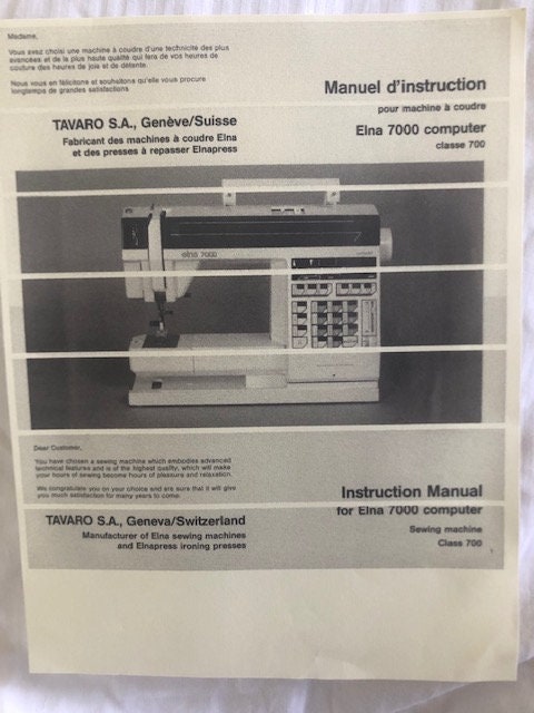Elna 7000 Sewing Machine Manual Digital Not Hard Copy - Etsy