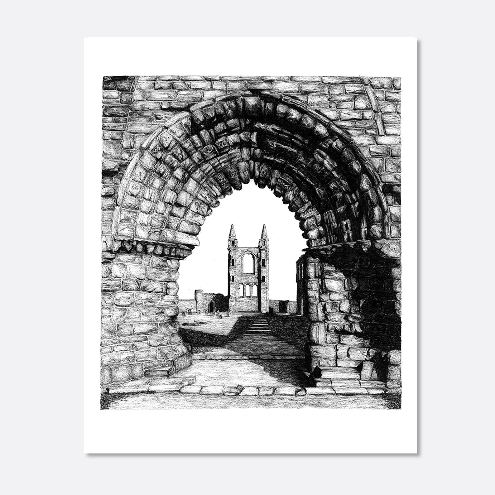 St Andrews Cathedral Print Handdrawn Architectural Pen & Ink Drawing ...