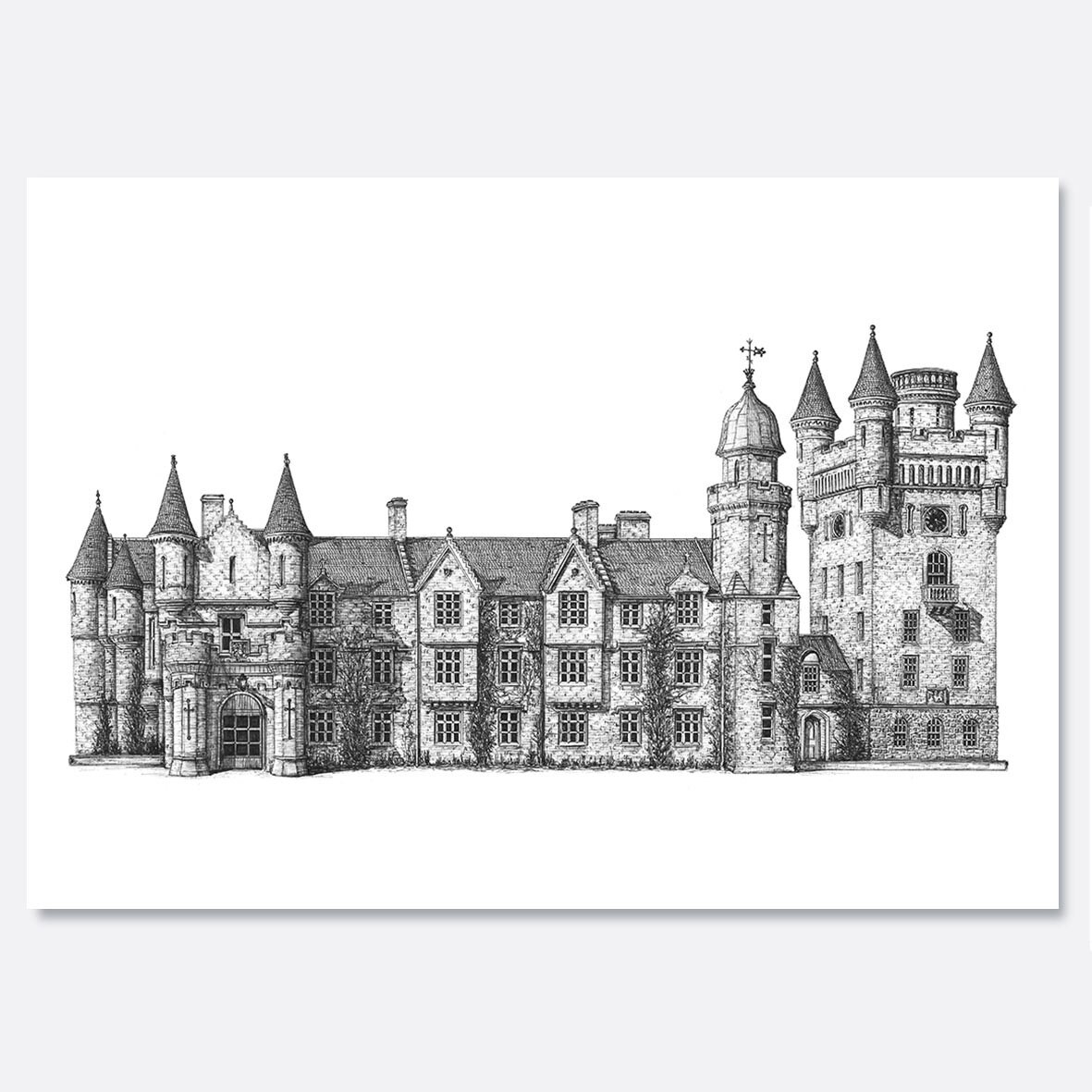 Balmoral Castle Postcard Blank Landmark or Architectural Postcard Pen ...