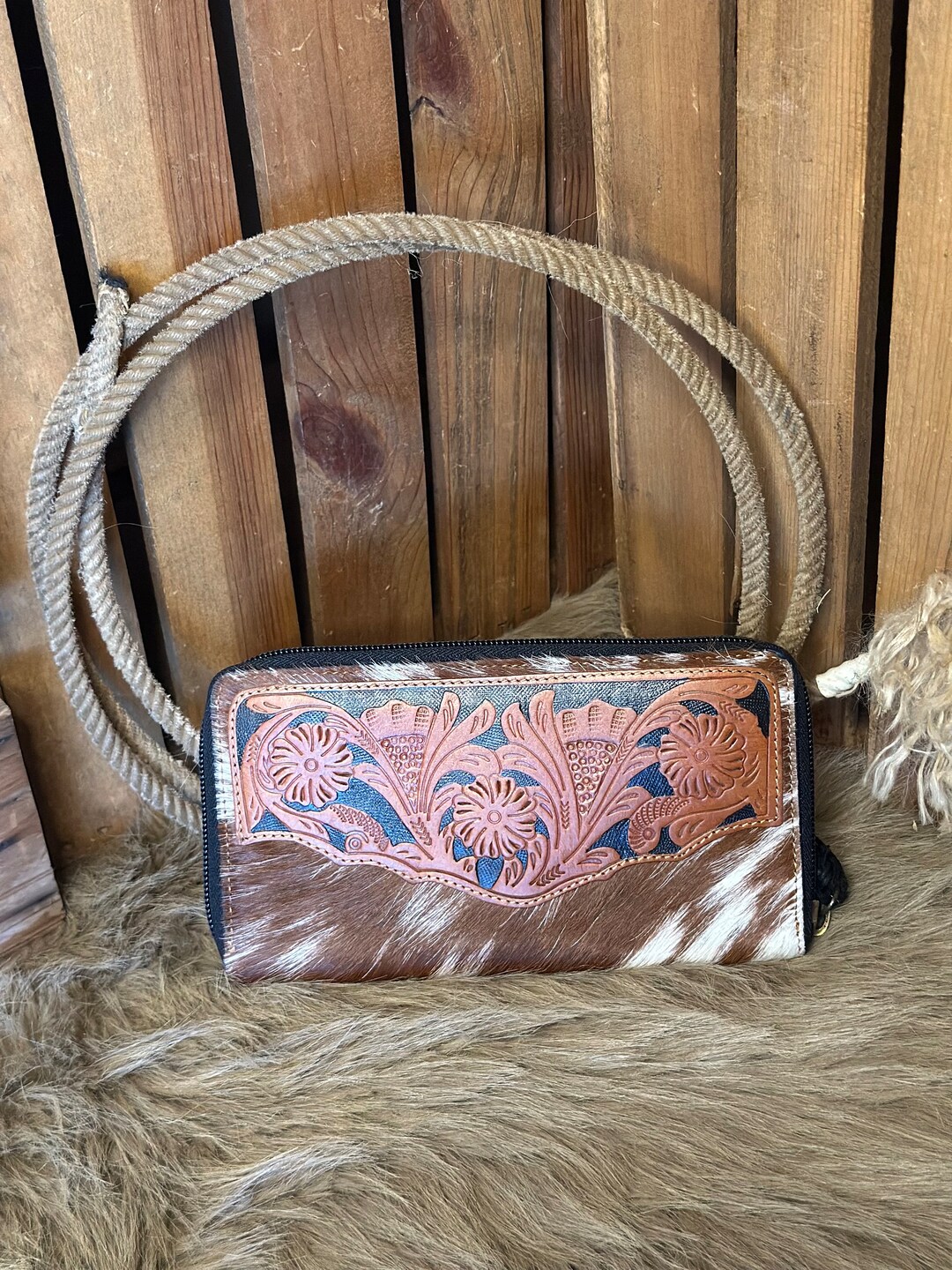 Western Cowhide and Tooled Leather Wallet, RFID Protected Wallet, the ...