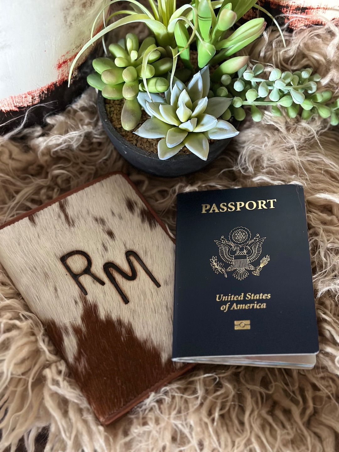 Custom Branded Cowhide Passport Holder, Personalized Western Cow Brand ...