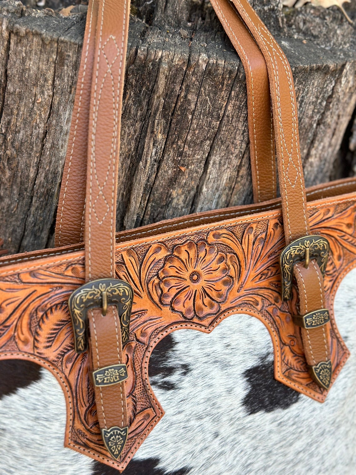 Western Cowhide Tote Bag Leather Tote Bag Western Purse - Etsy