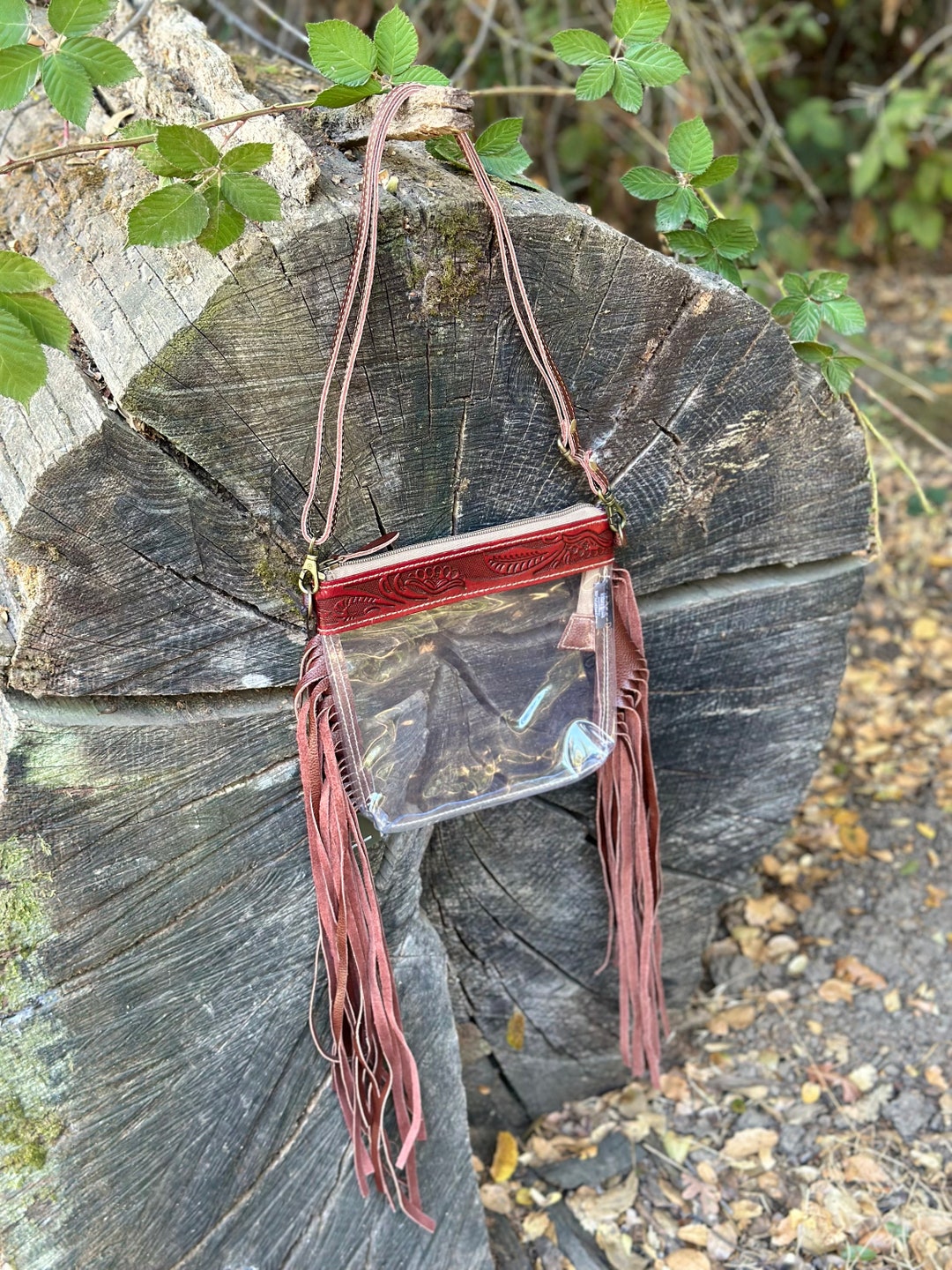 Clear Fringe Crossbody Bag: Western Concert Purse With Leather Accents ...