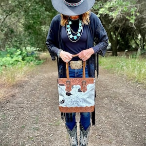 Western Cowhide Tote Bag, Leather Tote Bag, Western Purse, Western Bag ...