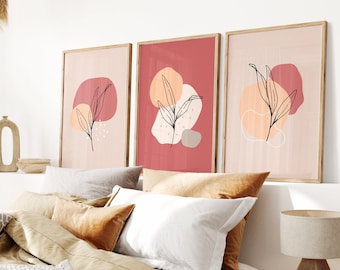 Set of 3 Modern Prints Boho Wall Art Gallery Wall Set Mid Century Modern Prints Home Decor ...