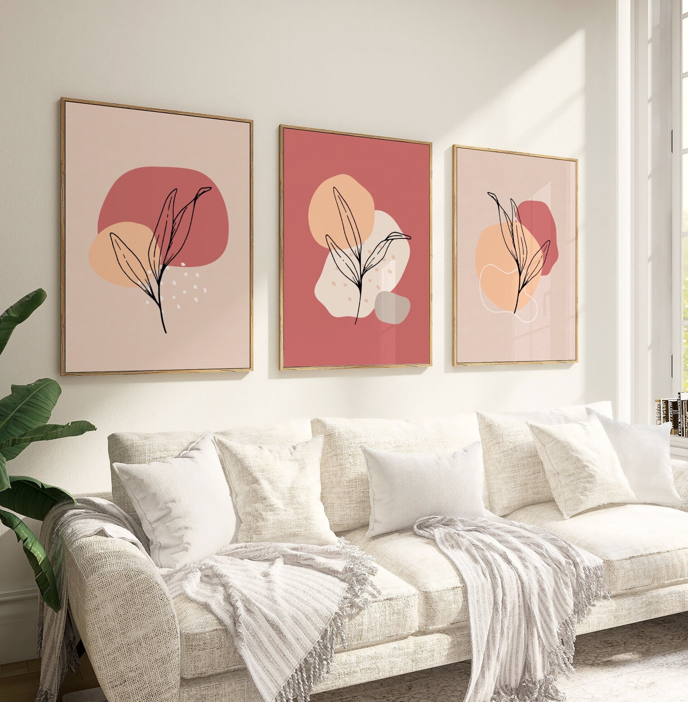 Set of 3 Modern Prints Abstract Wall Art Printable Boho Wall Art ...