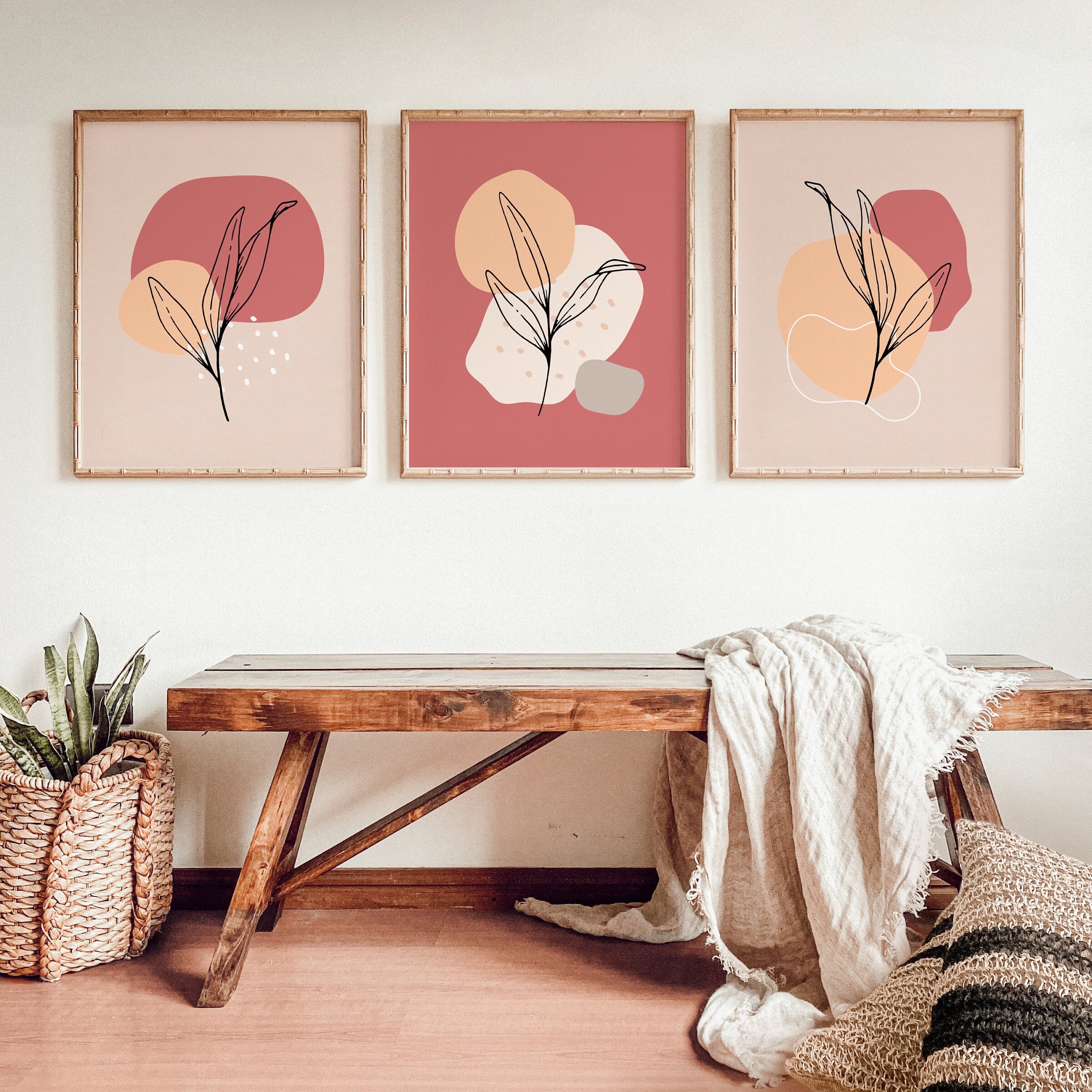 Set of 3 Modern Prints Abstract Wall Art Printable Boho Wall Art ...