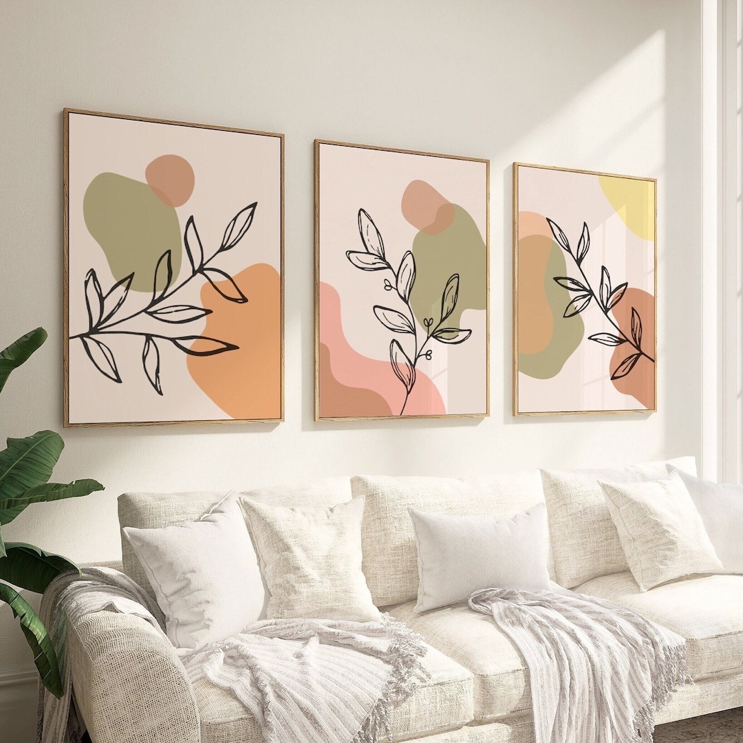 Boho Gallery Wall Art Set of 3 Mid Century Modern Prints Bohemian Decor ...