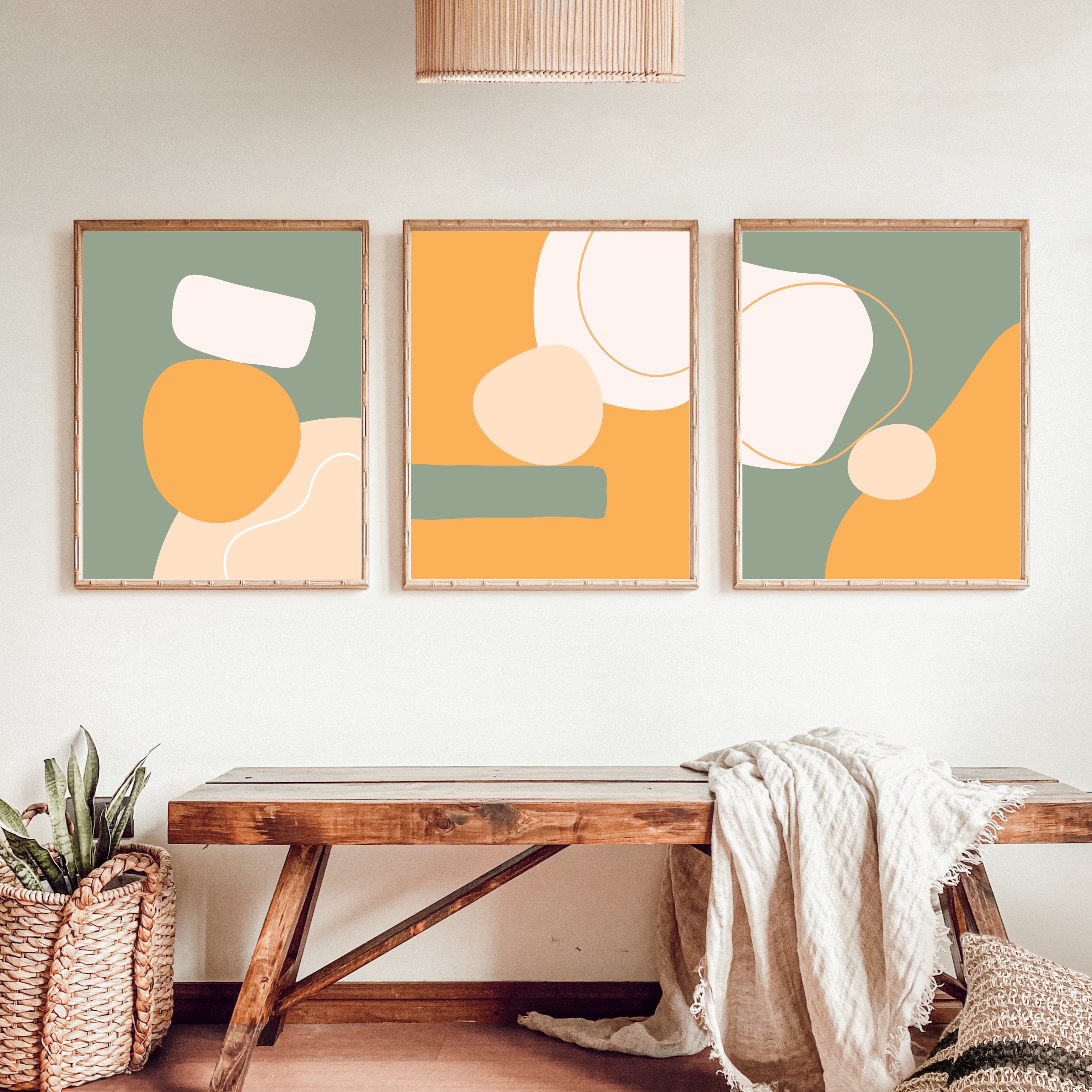 Set of 3 Modern Prints Boho Wall Art Gallery Wall Set Mid - Etsy