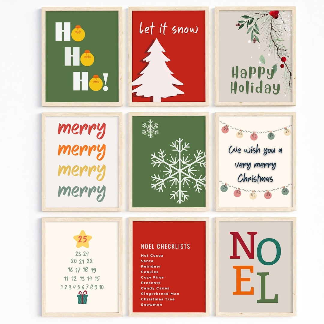 9 Arts Set Christmas Gallery Printable Wall Arts Christmas Wall Art ...