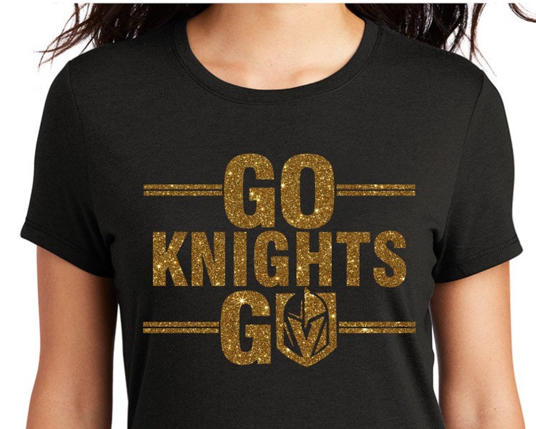 Go Knights Go VGK Hockey Glitter Decal on Black Shirt - Etsy