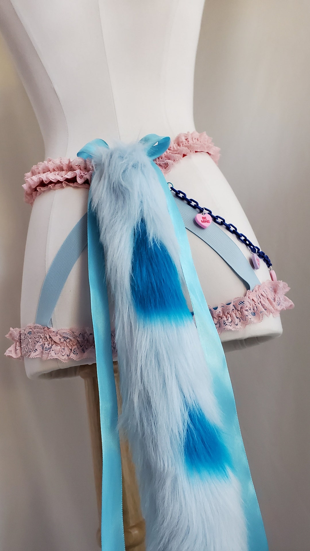 Cry Baby Blue Tear Drop Faux Fur Tie-on Tail - Etsy