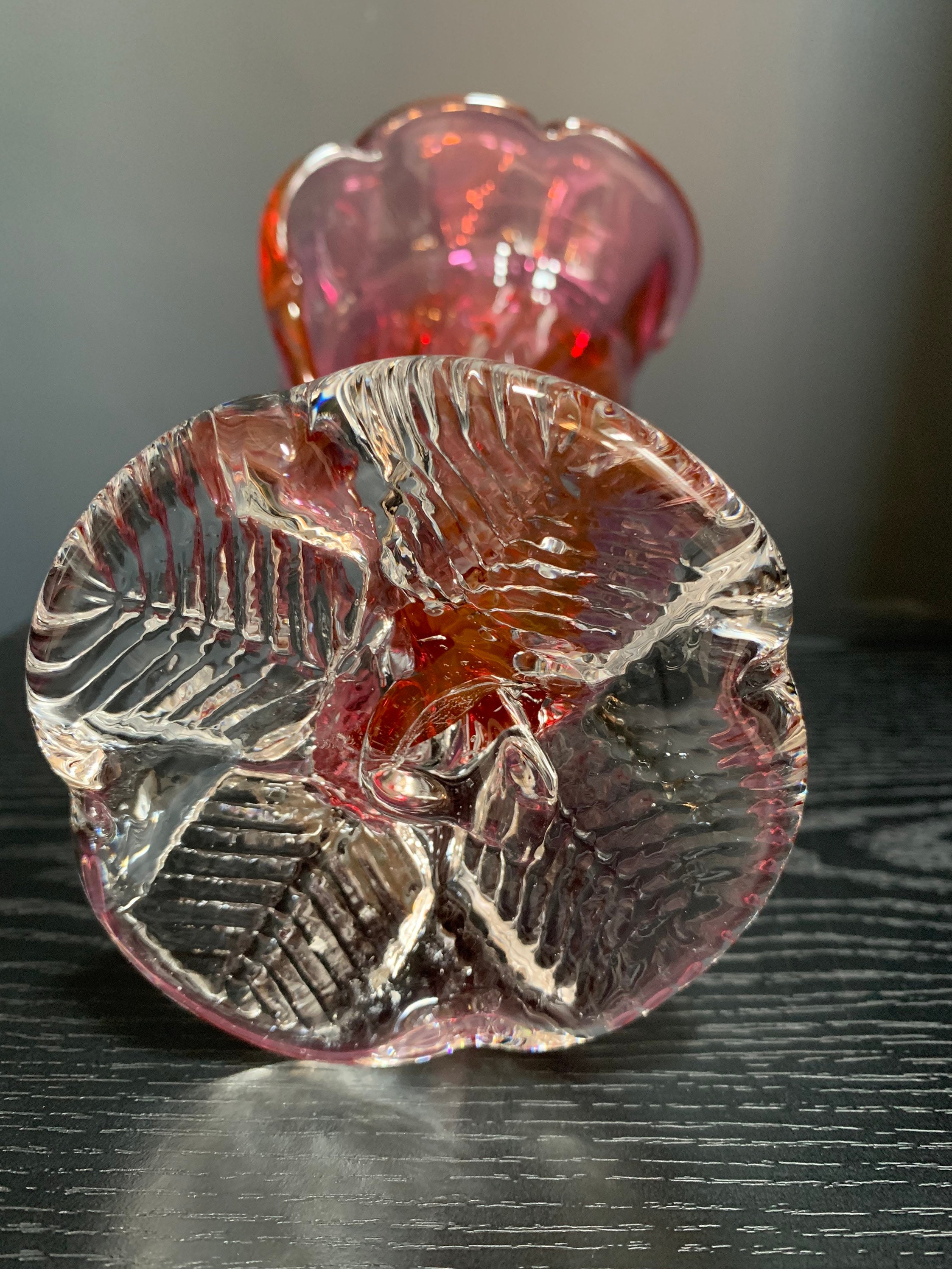 Vintage Cranberry Glass Vase - Etsy