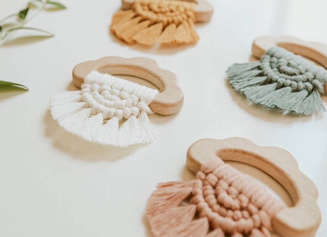 Macrame Baby Teether Natural Teether Wood Teether Baby Shower Gift - Etsy