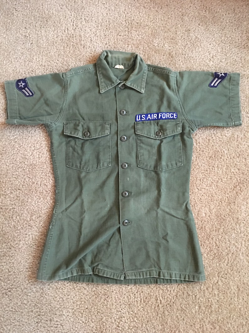 1970’s OG 107 Air Force Fatigue Shirt. 15.5x35 Short Sleeve. Mild ...