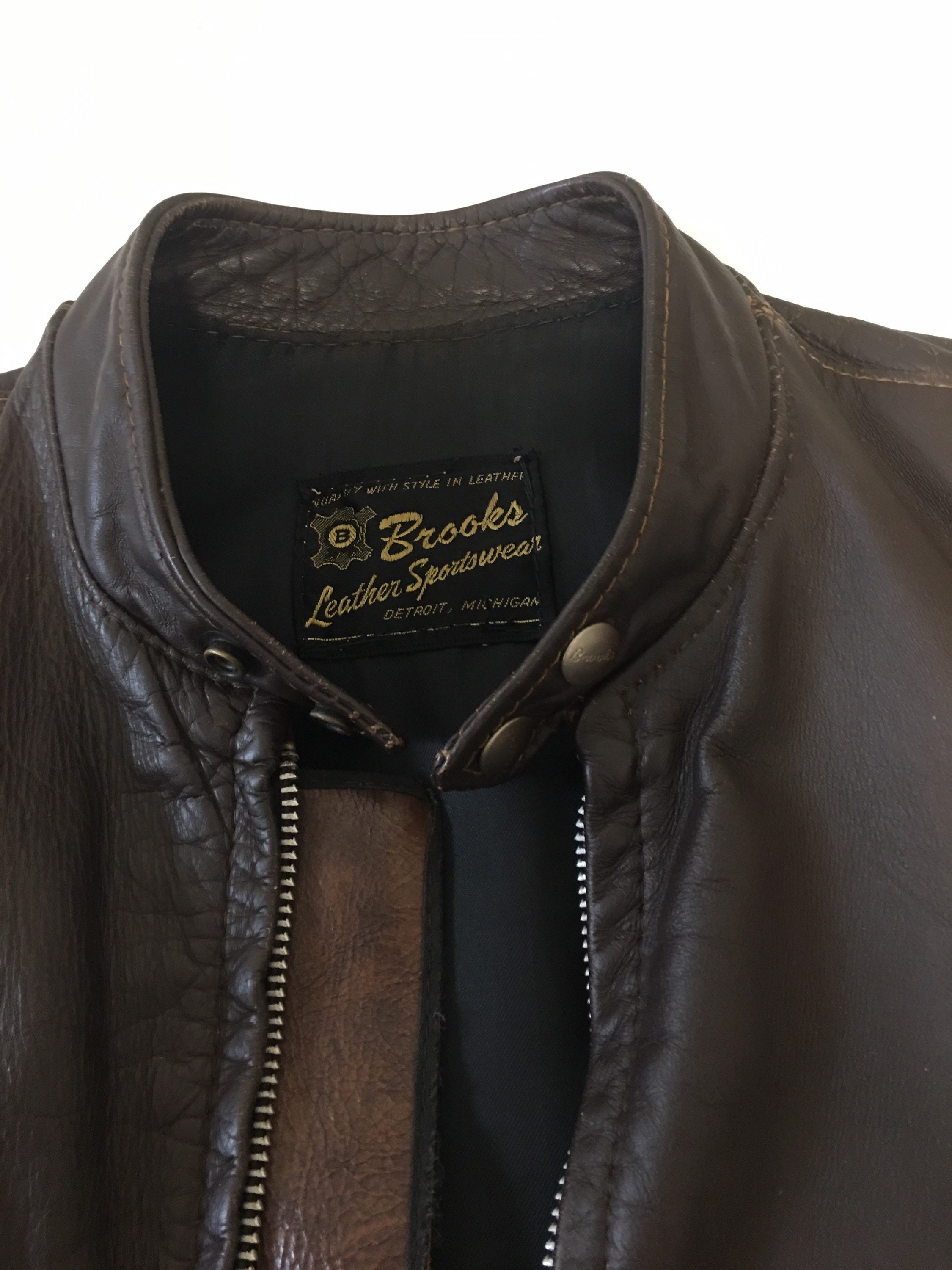 Vintage Brooks Leather Motorcycle Jacket - Etsy