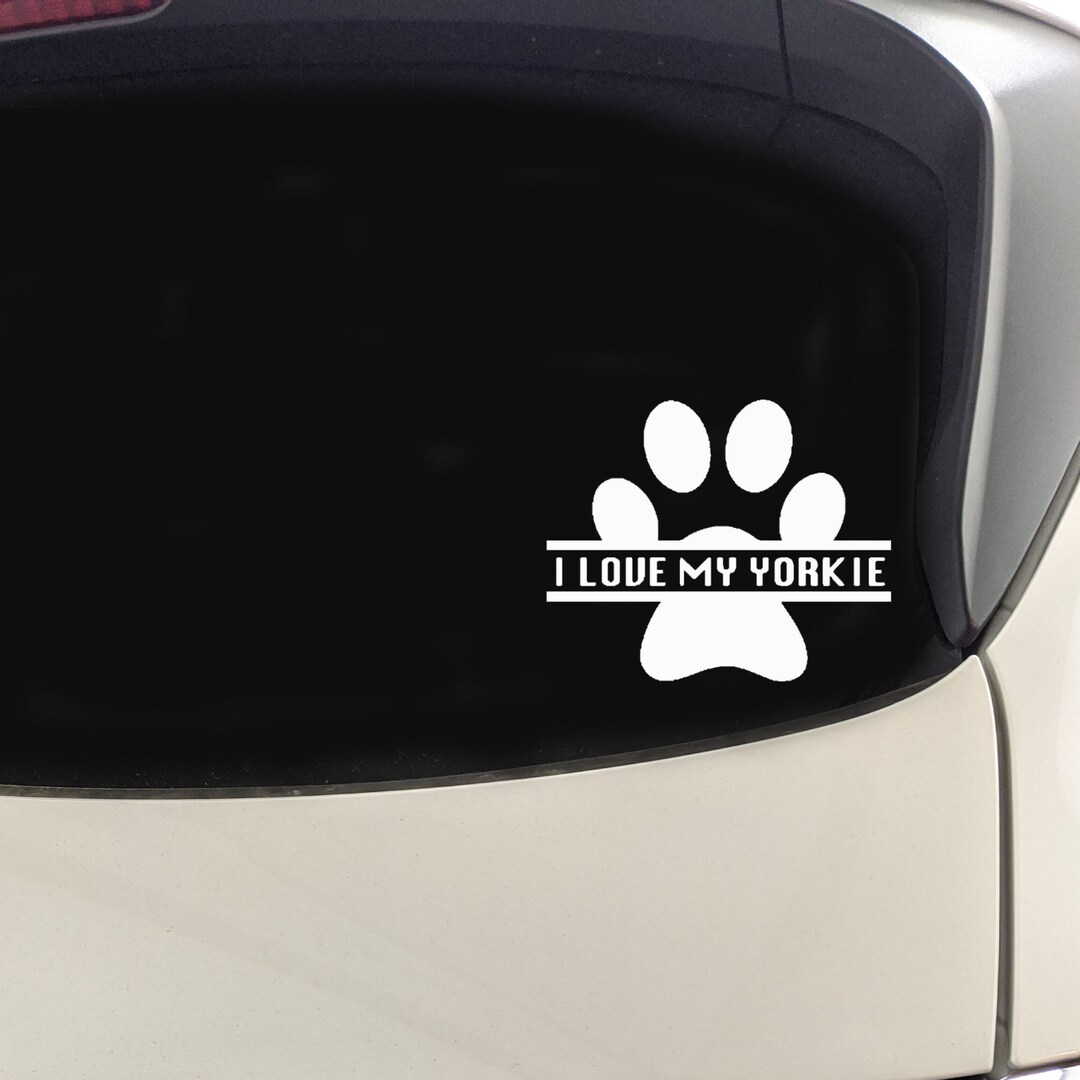 I Love My Yorkie Paw Print Vinyl Decal Window Decal - Etsy